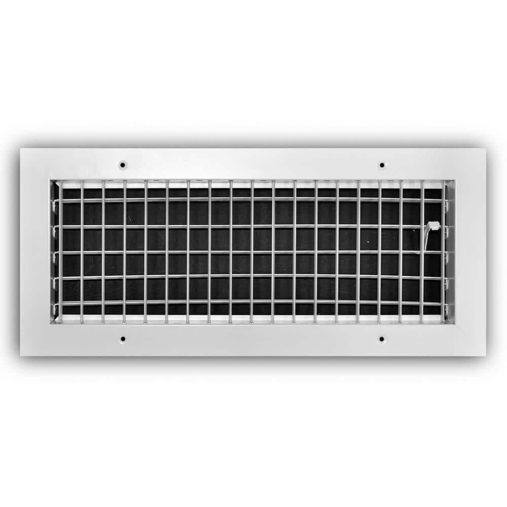 16 In. x 6 in. 1-Way Aluminum Adjustable Wall/Ceiling Register in White ...